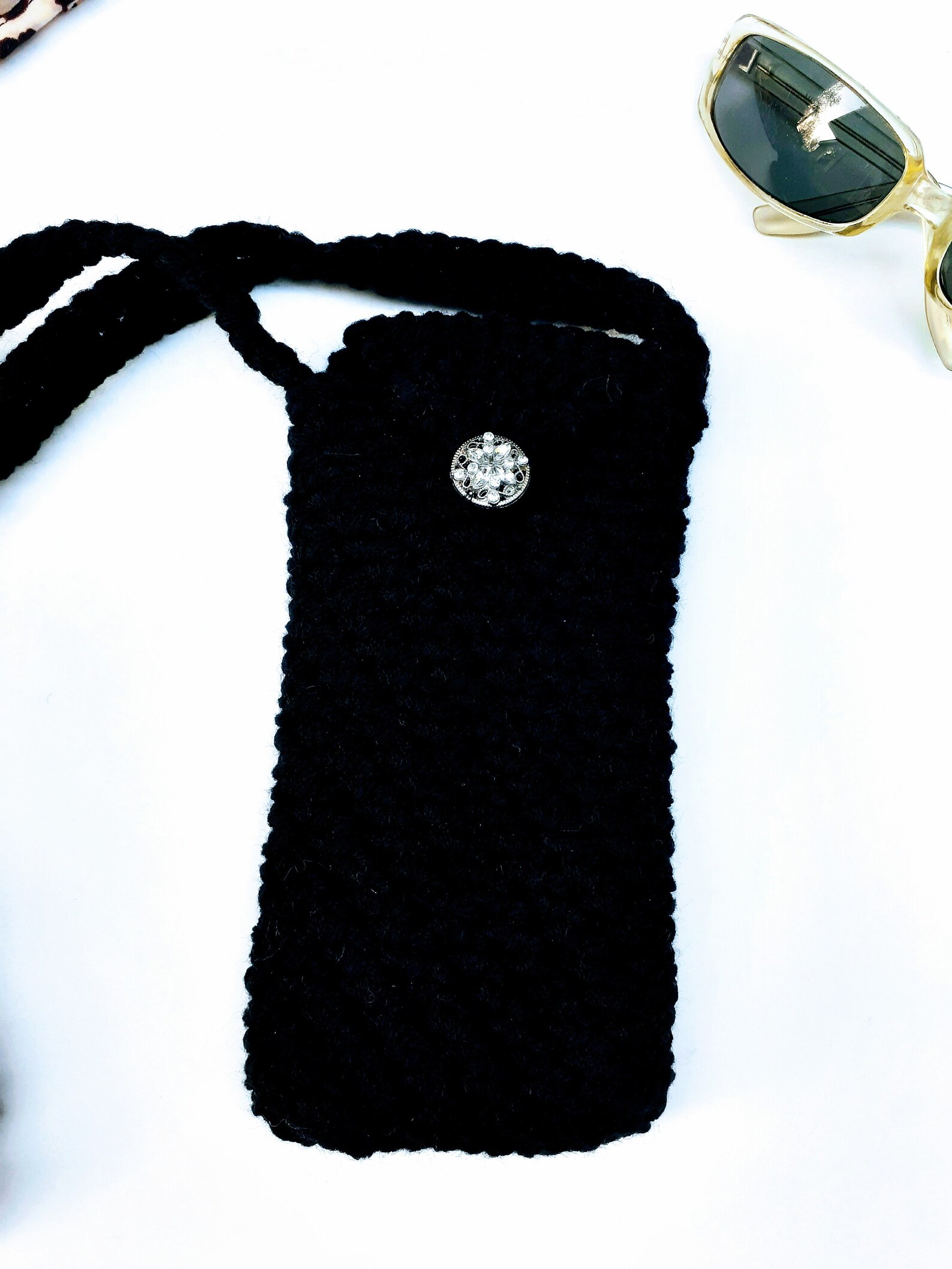 Cross Body Cell Phone Holder Black Cell Phone Case Turquoise - Etsy