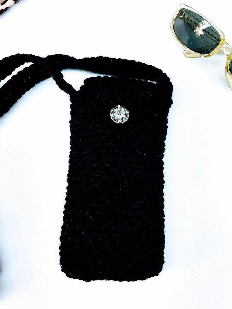 Cross Body Cell Phone Holder Black Cell Phone Case Turquoise - Etsy