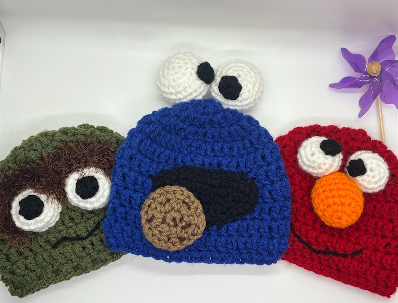 Muppet Inspired Beanies, Elmo Hat, Cookie Monster Hat, and Oscar the ...