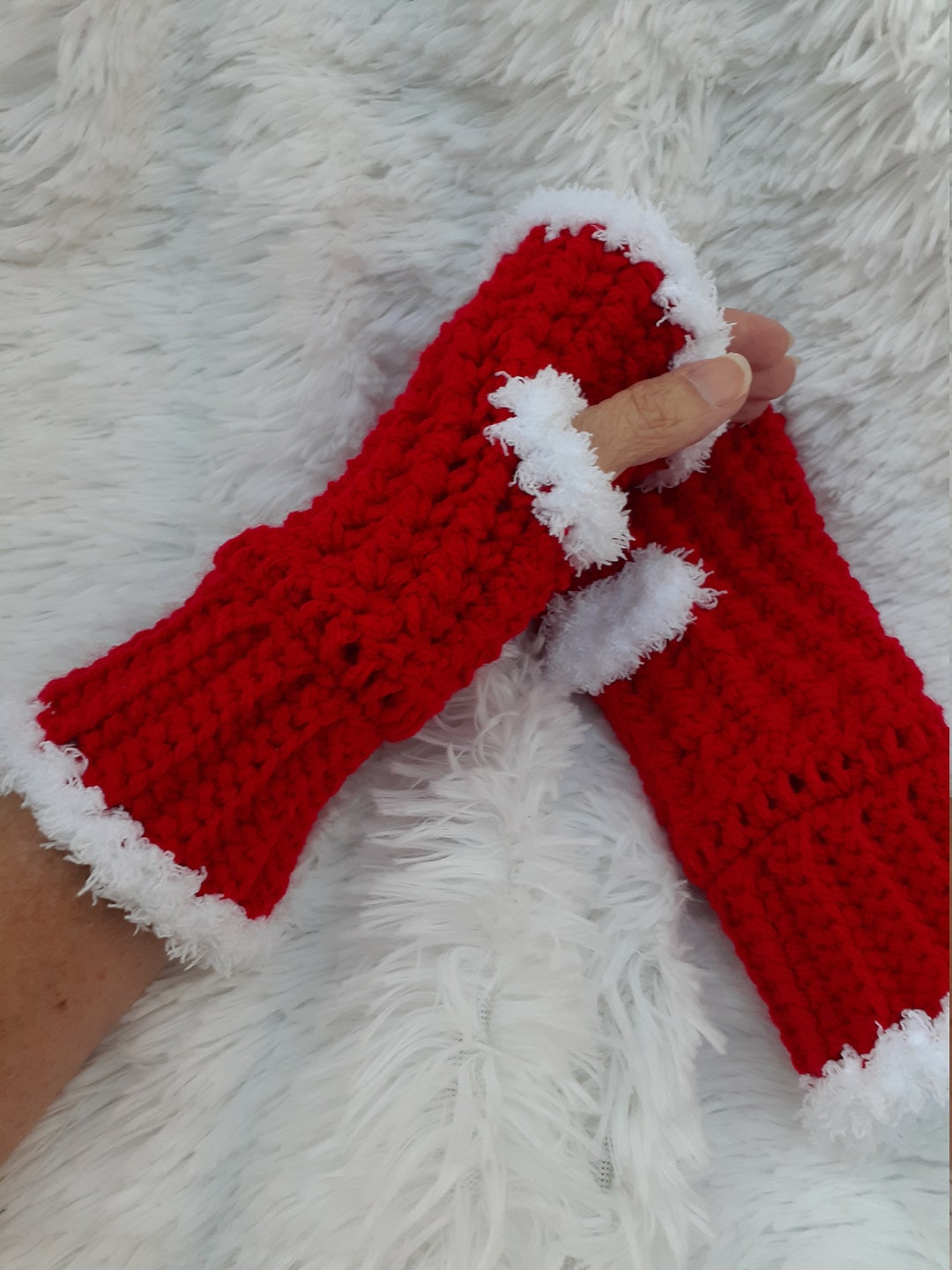 Fuzzy Fingerless Gloves, Red Fingerless, Green Fingerless, White ...