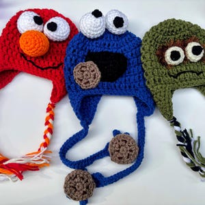 Muppet Inspired Beanies, Elmo Hat, Cookie Monster Hat, and Oscar the ...
