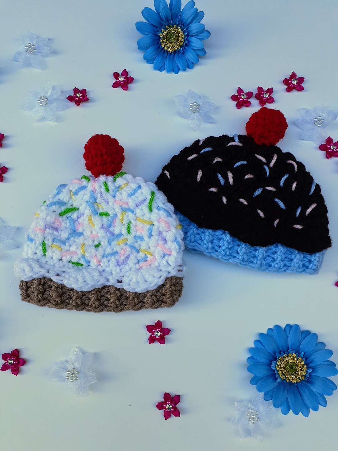 Sprinkled Cupcake Beanie, White Cupcake Hat, Chocolate Cupcake Beanies ...