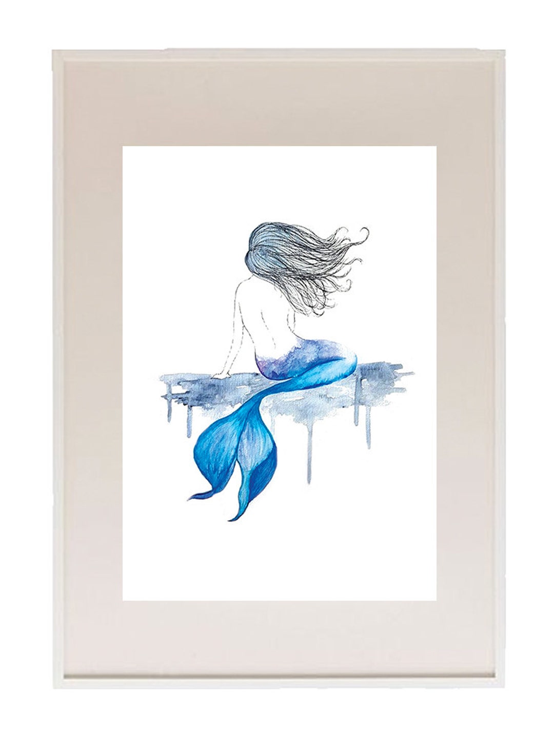 Mermaid Watercolour Print // Art Print // Watercolour // Wall Art ...