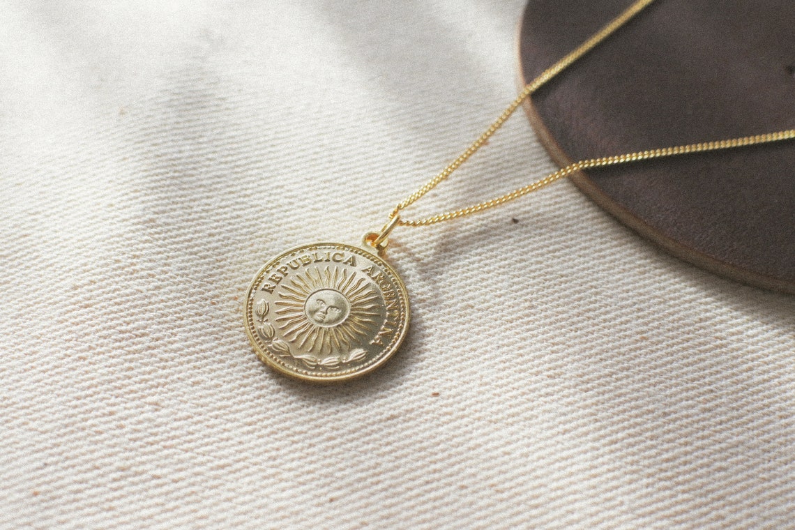 Sterling Silver Sun Face Coin Necklace / Apollos / Mythology Necklace ...