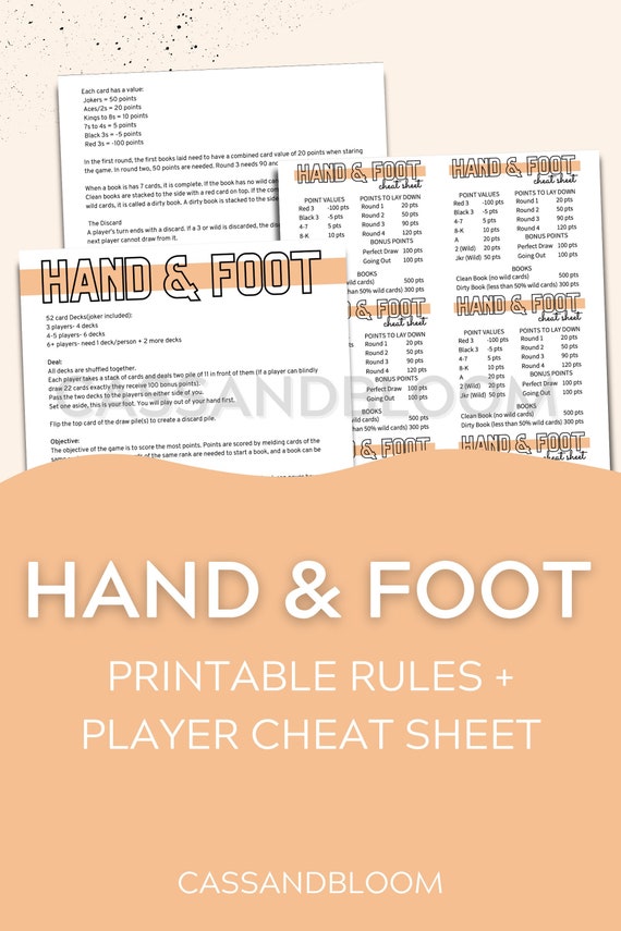 Hand & Foot Rules Score Card Cheat Sheet Printable - Etsy