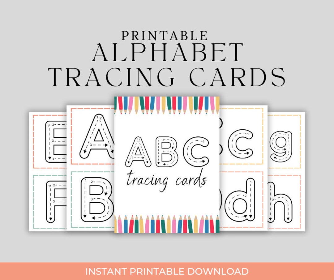 Alphabet Tracing Cards | ABC | Preschool | Homeschool | Printable - Etsy