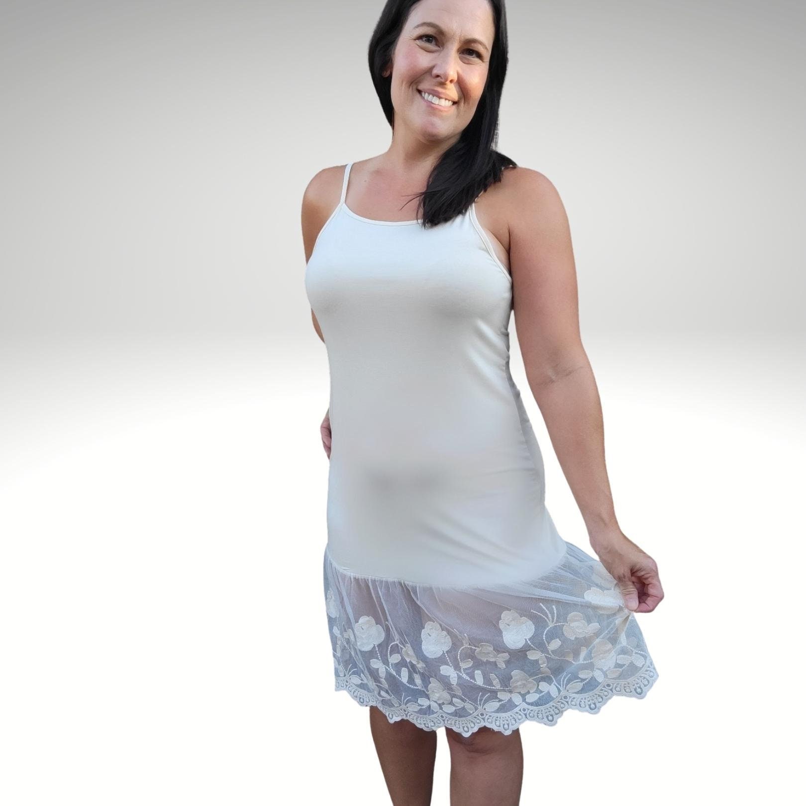 Taupe Beige Stop and Smell the Roses Dress Extender Slip Extender Dress ...