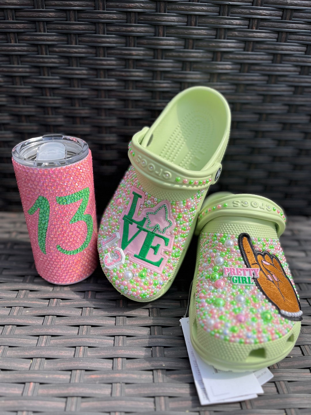Custom Crocs and Complimenting Full Bling Tumbler Summer Birthday Gift ...