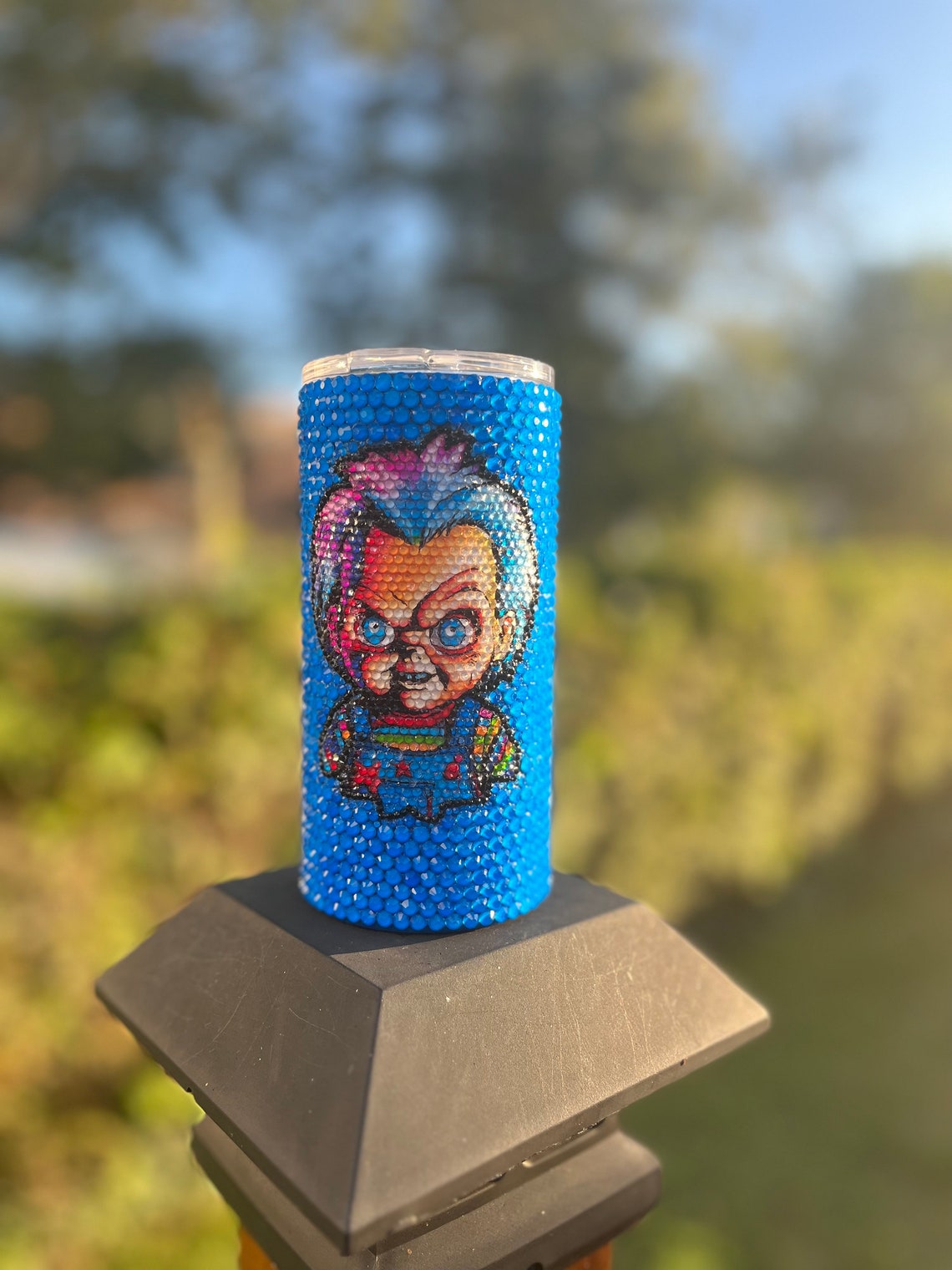 Neon Chucky or Michael Myers Bling Tumbler - Etsy