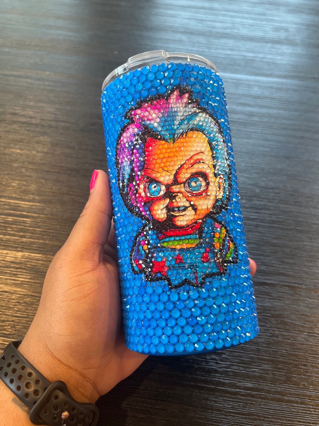Neon Chucky or Michael Myers Bling Tumbler - Etsy