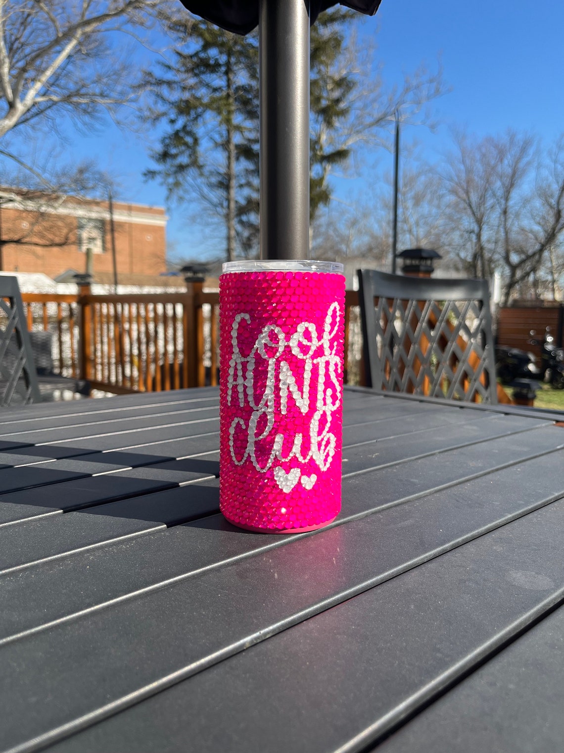 Rhinestone "cool Aunt Club" Tumbler | Neon Pink Stainless Steel - Etsy