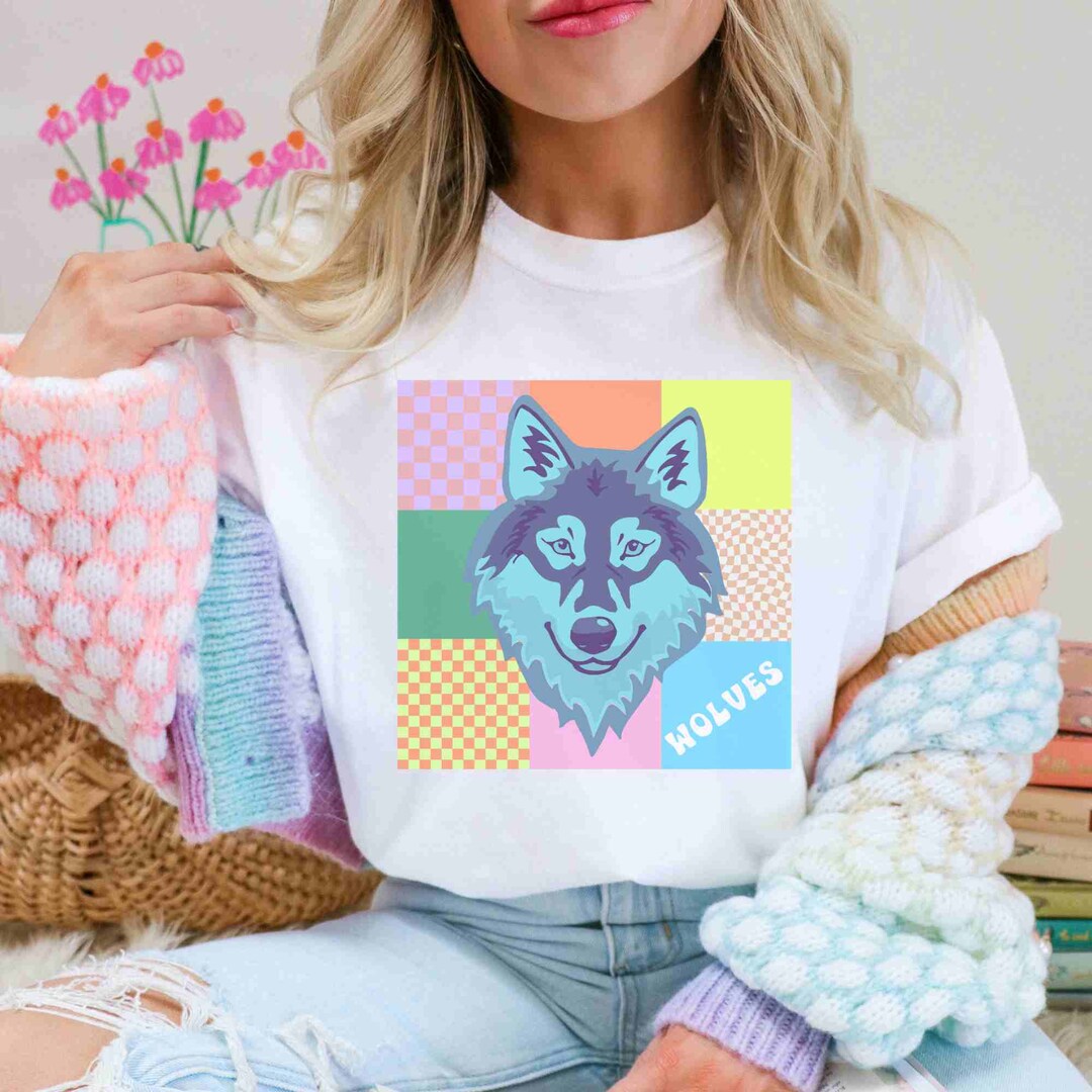 Checkered Wolves School Mascot Teacher Tshirtcustom Team Mascot Shirt ...