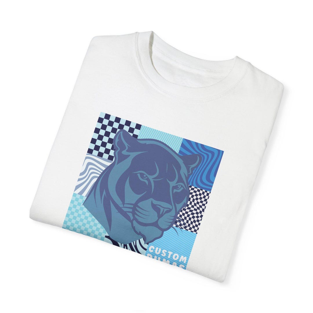Custom Blue Checkered Puma School Mascot Teacher Shirt - Etsy