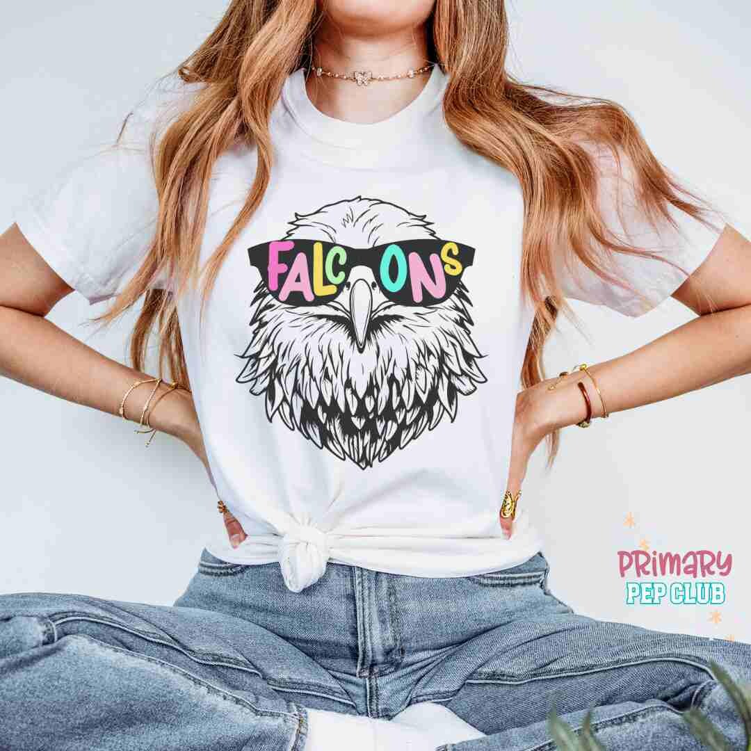 Colorful Letter Sunglasses Falcons Mascot Fun Teacher School Spirit ...