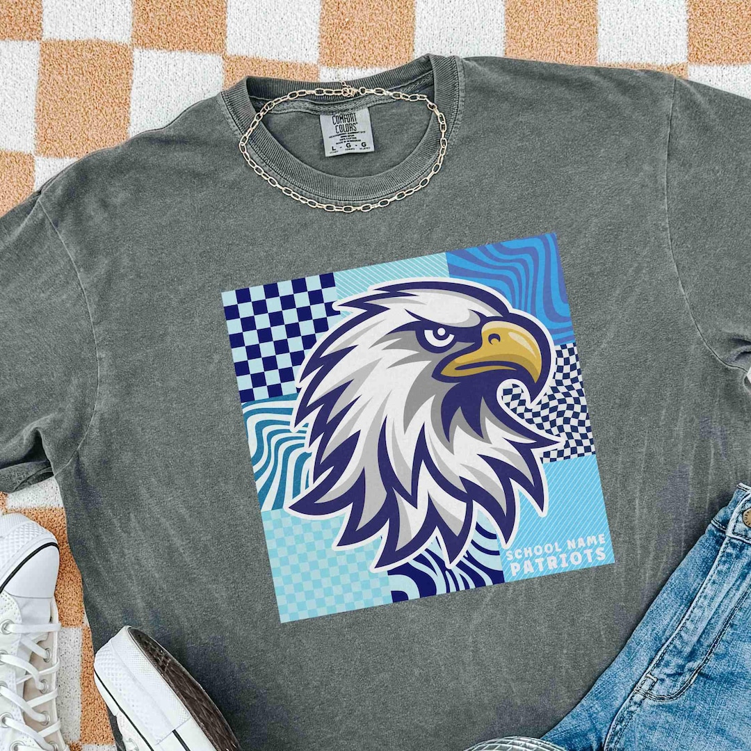 Custom Blue Checkered Eagles Hawks Falcons School Mascot Teacher ...