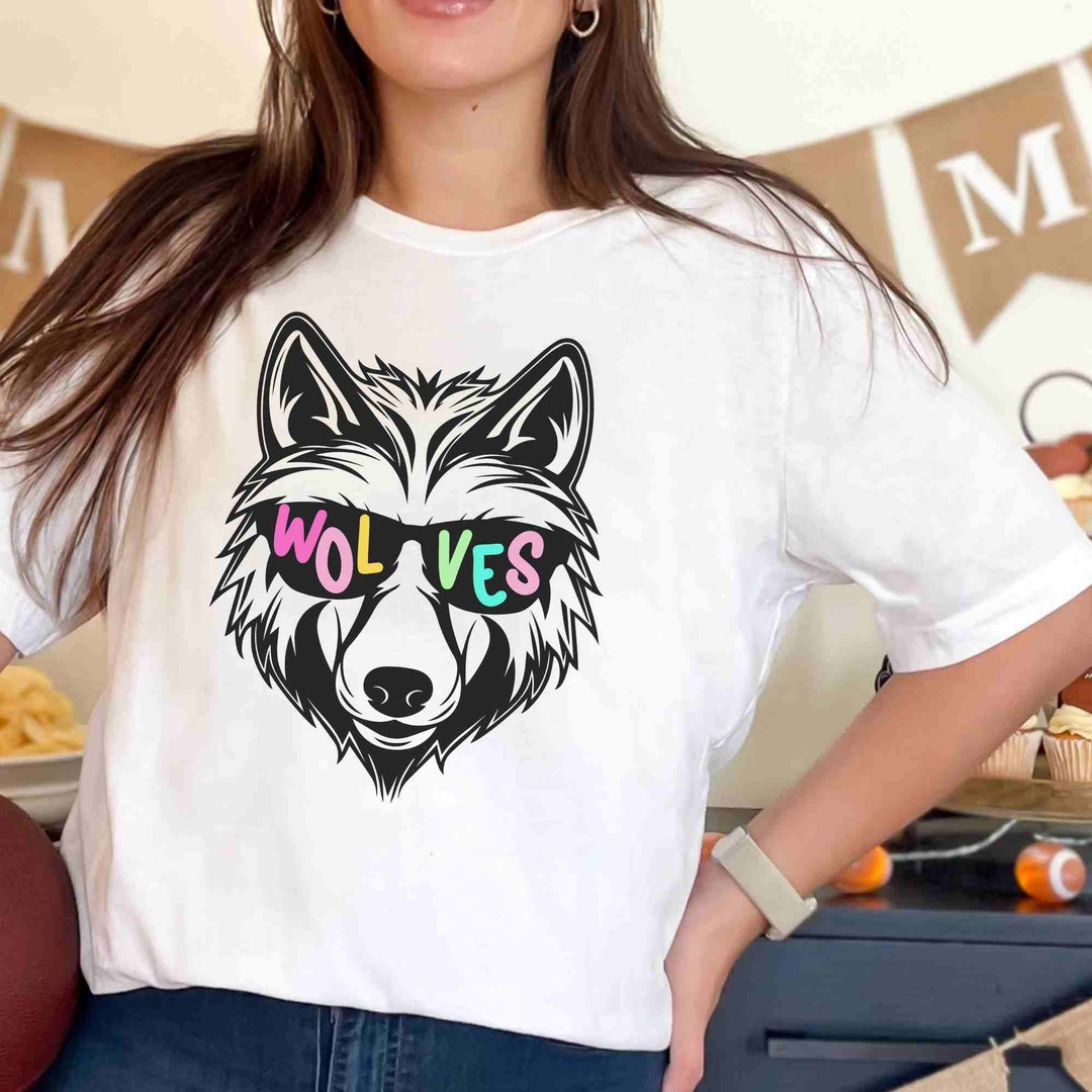 Colorful Letter Sunglasses Wolves Mascot Fun Teacher School Spirit ...