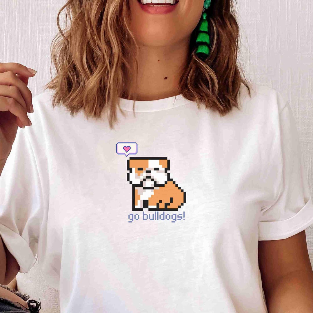 Pixel 8bit Video Game Bulldogs Mascot School Spirit Teacher Shirtcustom ...