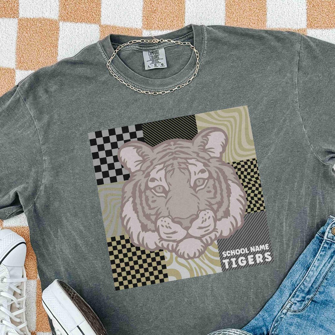 Black and Gold Custom Tiger Fun Checkers School Spirit Teacher Shirt - Etsy