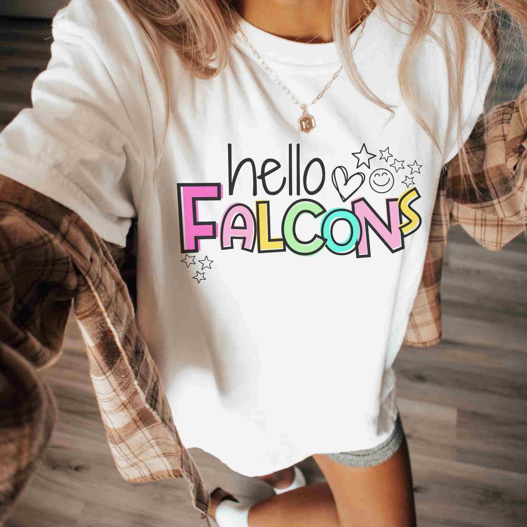 Colorful Hello Falcons Mascot School Spirit Teacher T-shirtcustom Team ...