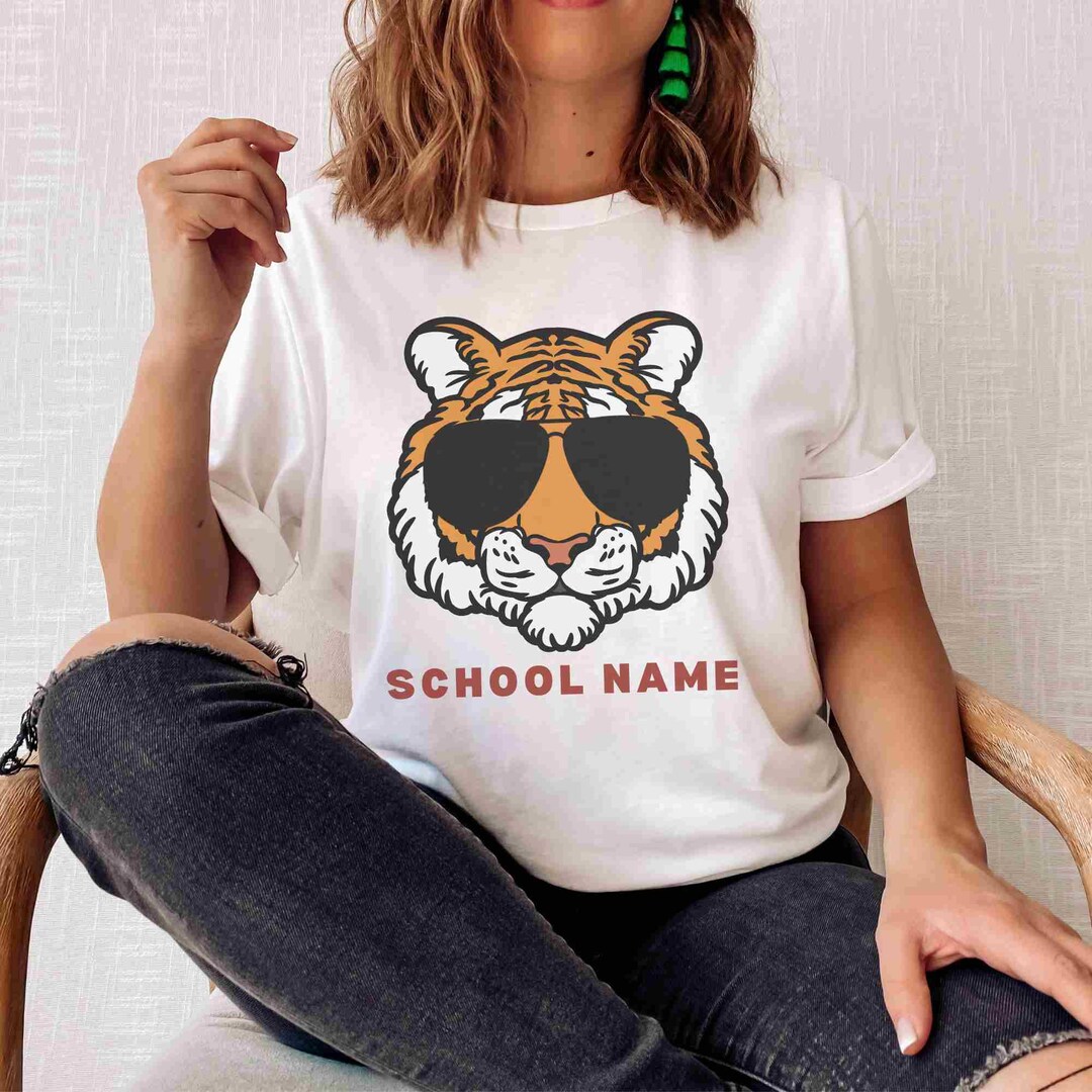 Tiger School Mascot With Aviators Custom School Spirit Shirt Teacher ...