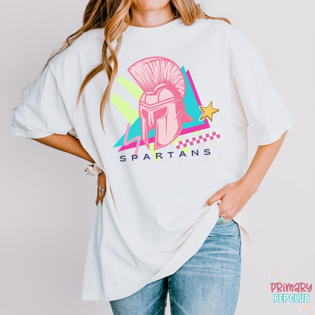 Pink Retro Spartan Mascot 1990s Fun Teacher School Spirit Shirtcustom ...