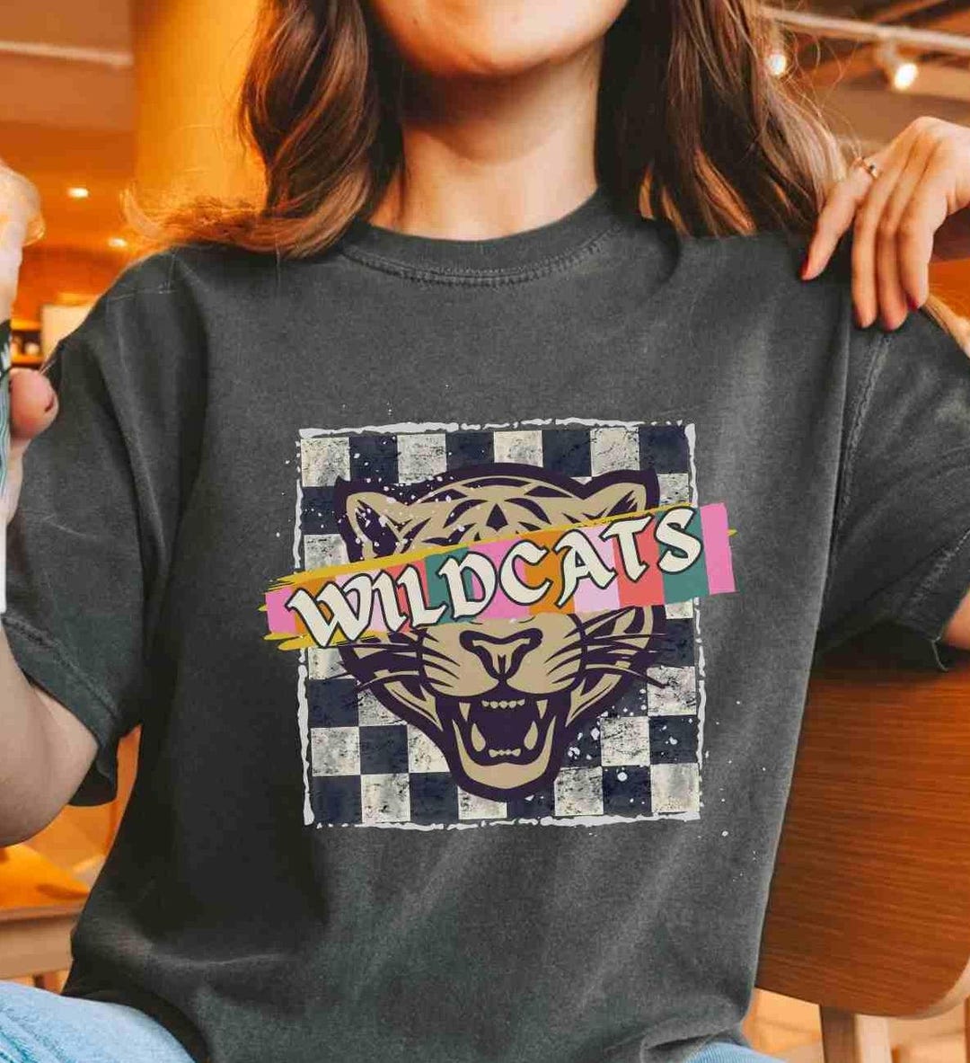 Wildcat Mascot Paint Stripe Art Font Elementary School Spirit Shirt ...