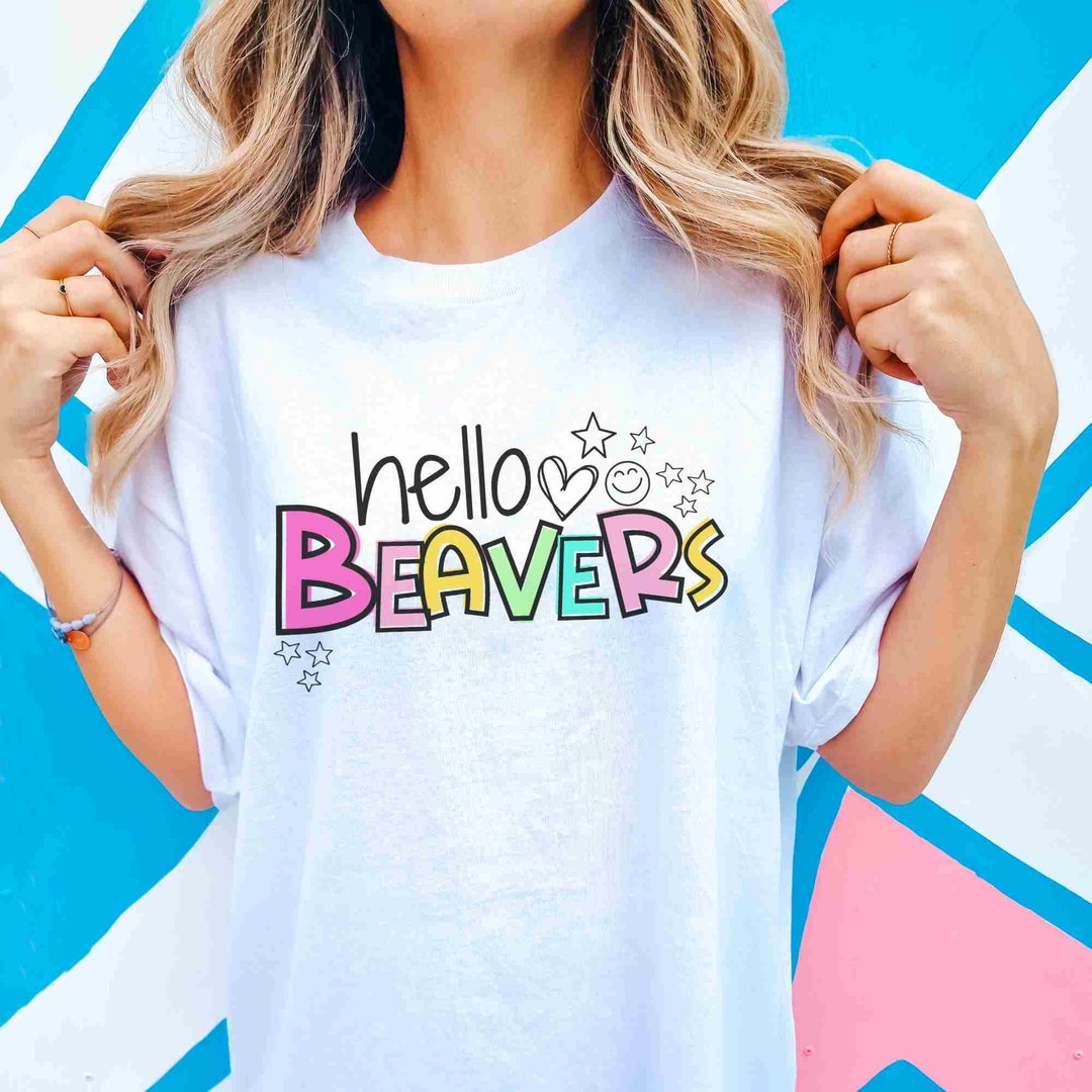 Colorful Hello Beavers Mascot School Spirit Teacher T-shirtcustom Team ...
