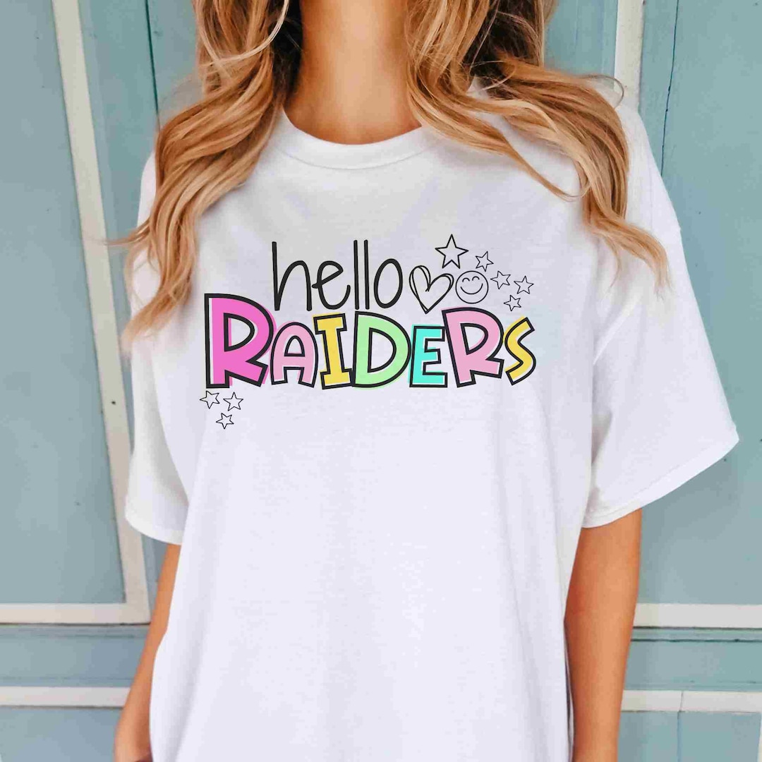 Colorful Hello Raiders Mascot School Spirit Teacher T-shirtcustom Team ...