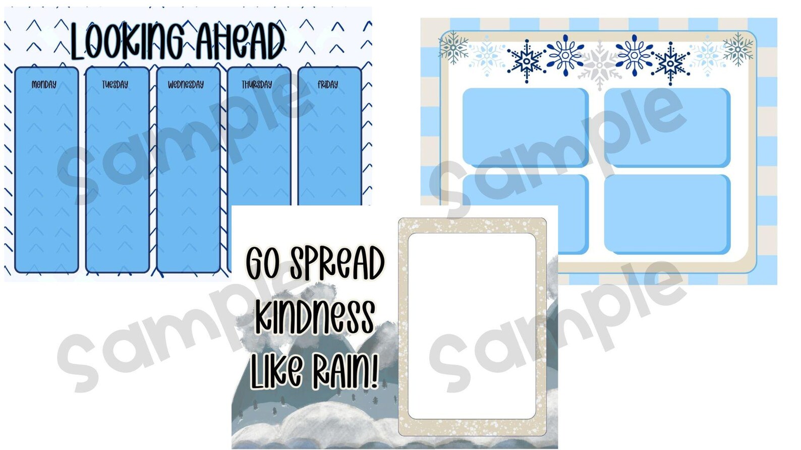 Blue Winter Daily Slides - Google Slides - Templates - Etsy