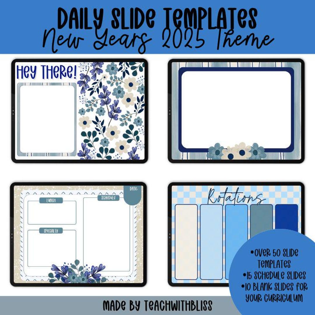 Blue Winter Daily Slides - Google Slides - Templates - Etsy