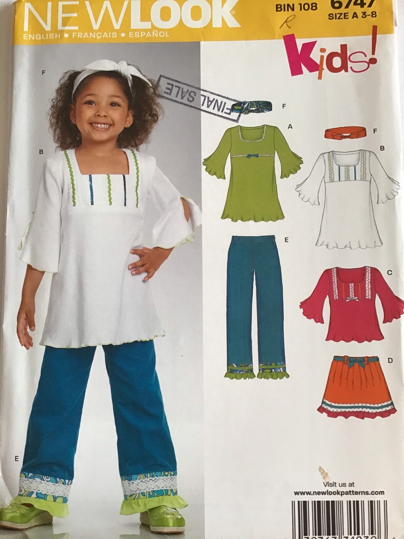 Sewing Pattern New Look 6747 Girls Boho Top Skirt Pants - Etsy