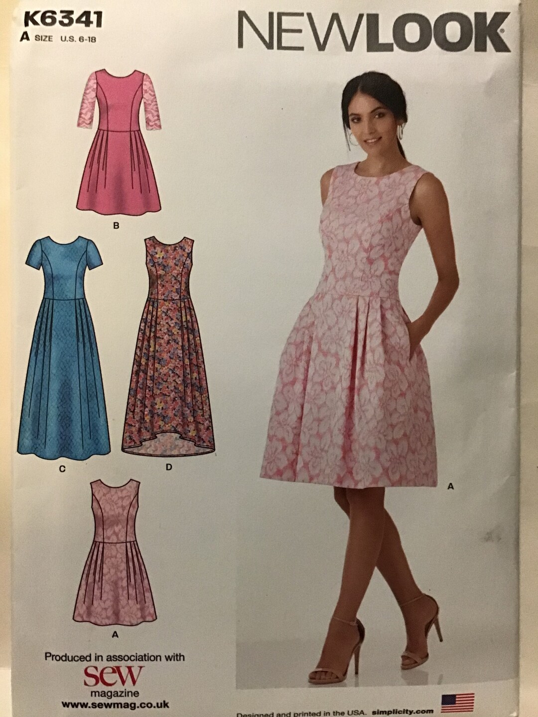 Sewing Pattern New Look 6341 Women's Dress Size 6-8-10-12-14-16-18 ...