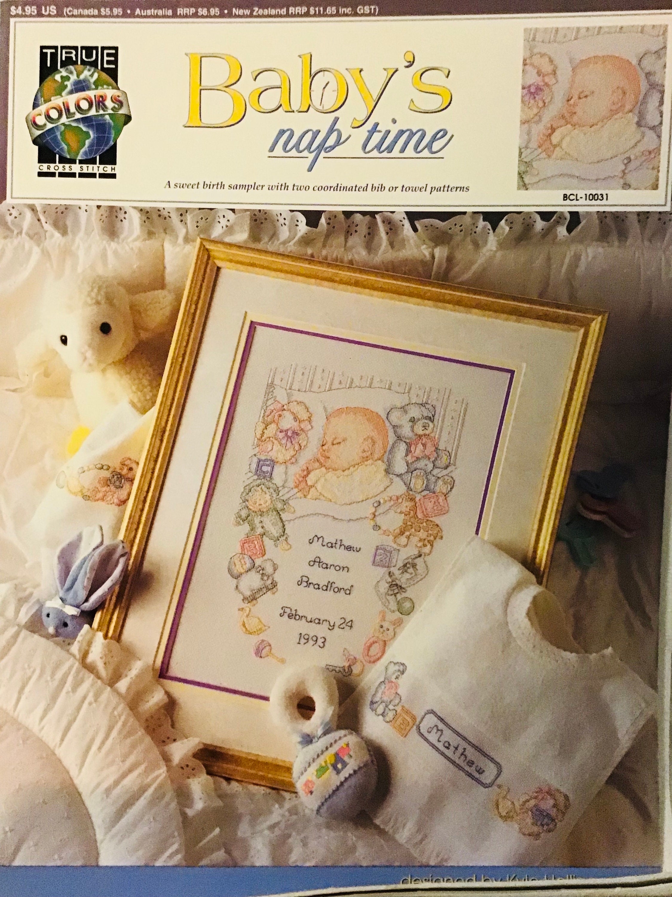 True Colors Cross Stitch Pattern Chart Babys Nap Time Birth Record With ...