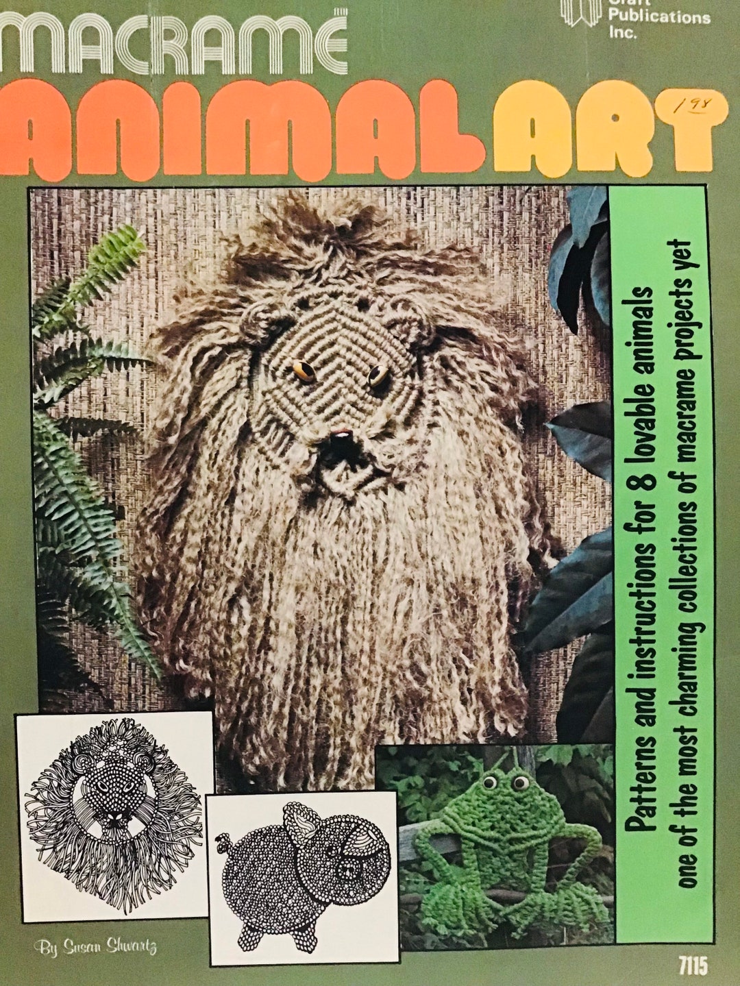 Macrame Pattern Book - Macrame Animal Art Lion Giraffe Poodle Frog Pig ...