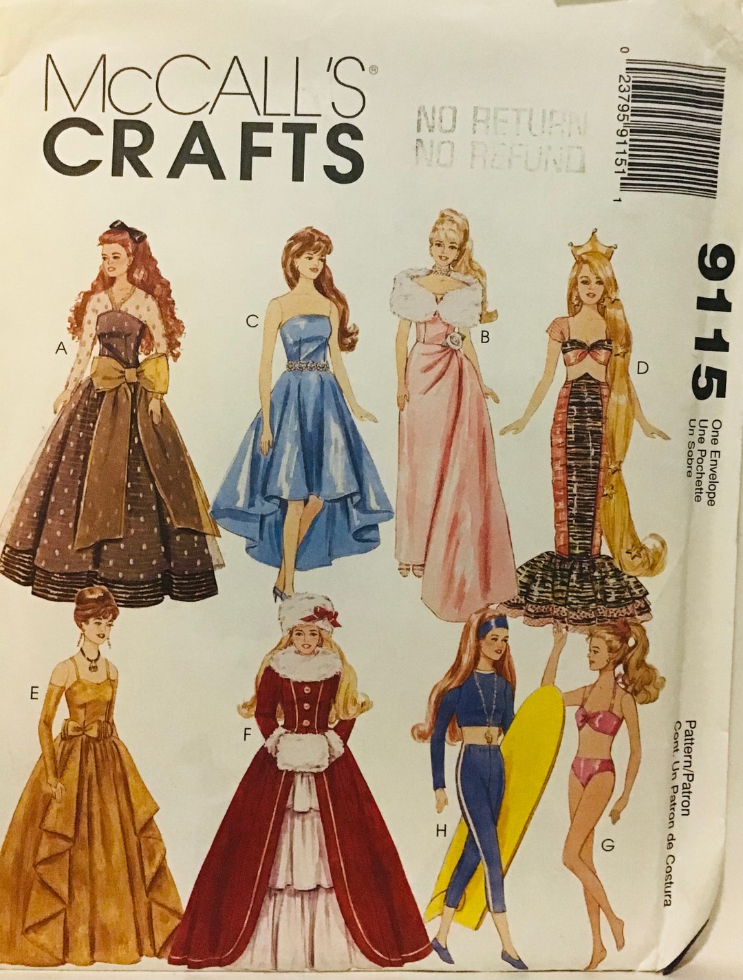 Sewing Pattern Mccalls 9116 11 1/2 29 Cm Barbie Fashion Doll Clothes ...