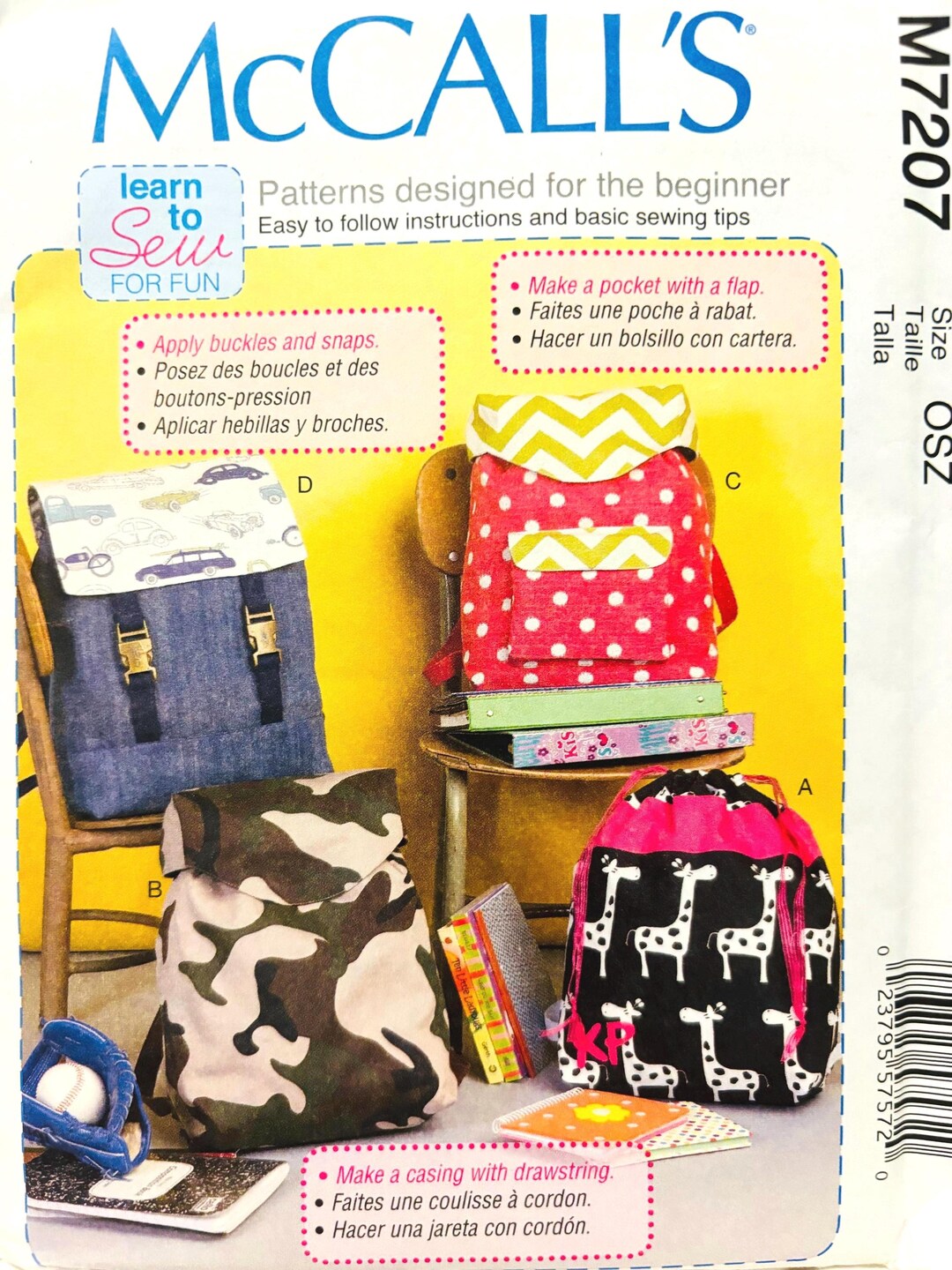 Sewing Pattern Mccall’s 7207 Backpacks Learn to Sew - Uncut Factory ...