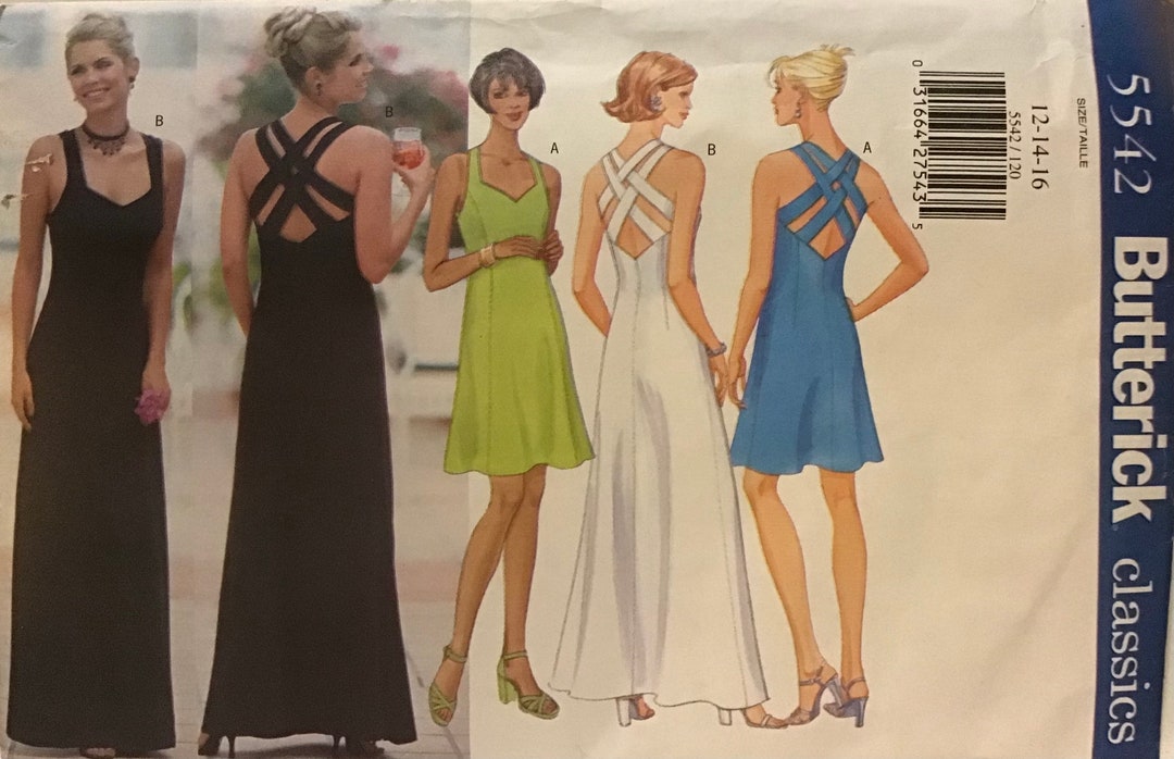 Sewing Pattern Butterick 5542 Womens Close-fitting, Lined, A-line Dress ...
