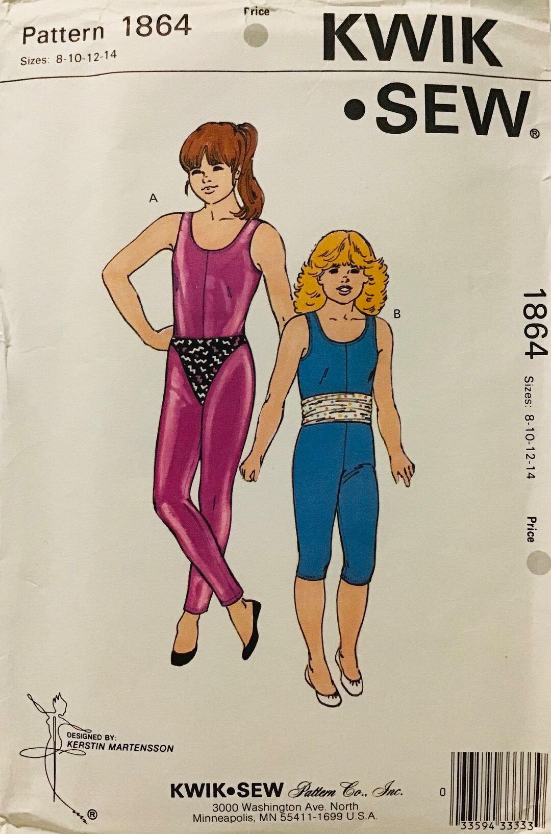 Sewing Pattern Kwik Sew 1864 Girls’ Unitard Trunks and Tube -size 8-10 ...
