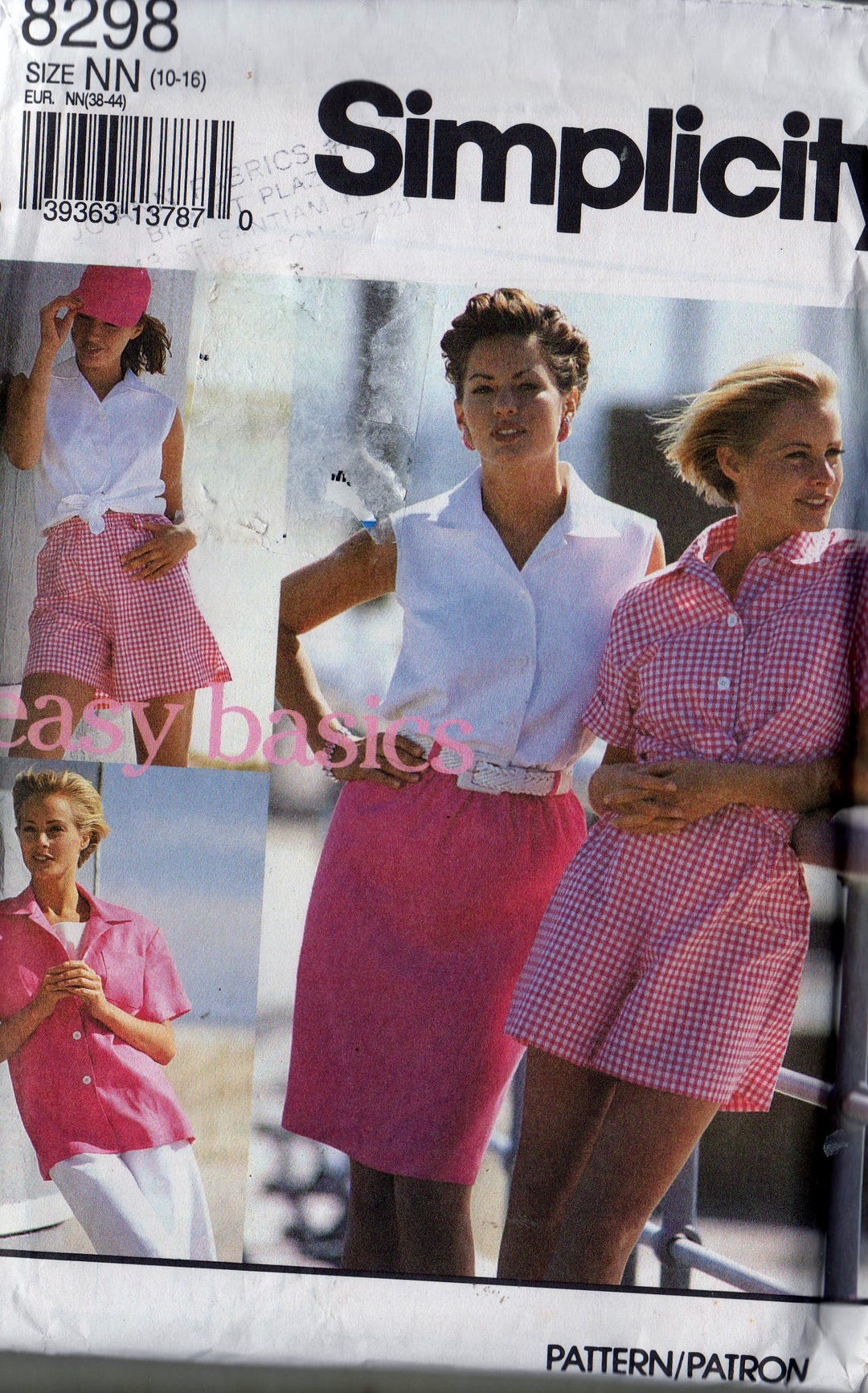 Sewing Pattern Simplicity 8298 Womens Short Sleeve and Sleeveless Shirt ...