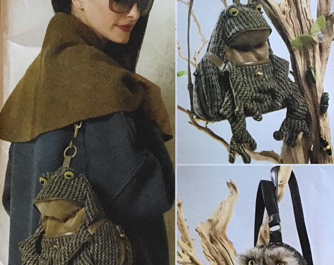 Sewing Pattern Vogue 8942 Owl and Frog Lined Bag - Uncut Factory Folds ...