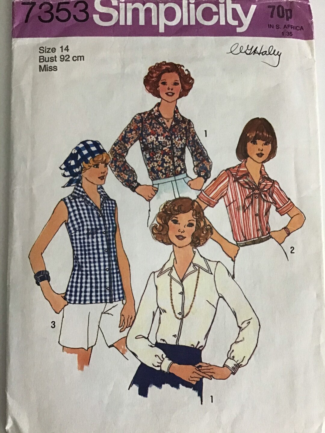 Vintage 70s Sewing Pattern Simplicity 7353 Womens Sleeveless, Short and ...