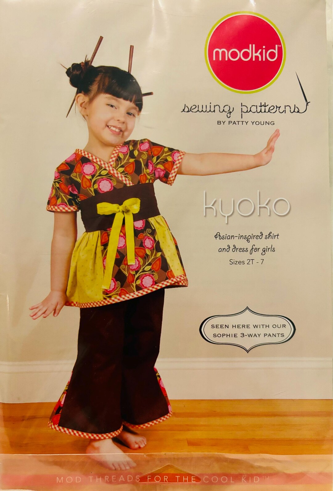 Sewing Pattern Modkid Kyoko Girls’ Asian Inspired Shirt Dress Stripwork Skirt Patty Young - Size ...