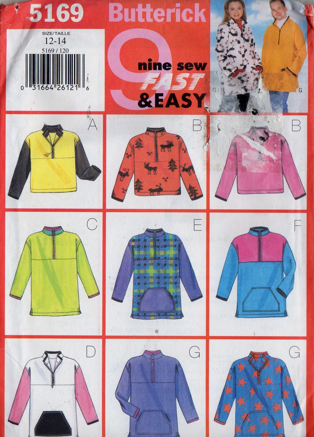 Patrón de costura Butterick 5169 Girls Very Loose-Fitting Top con ...