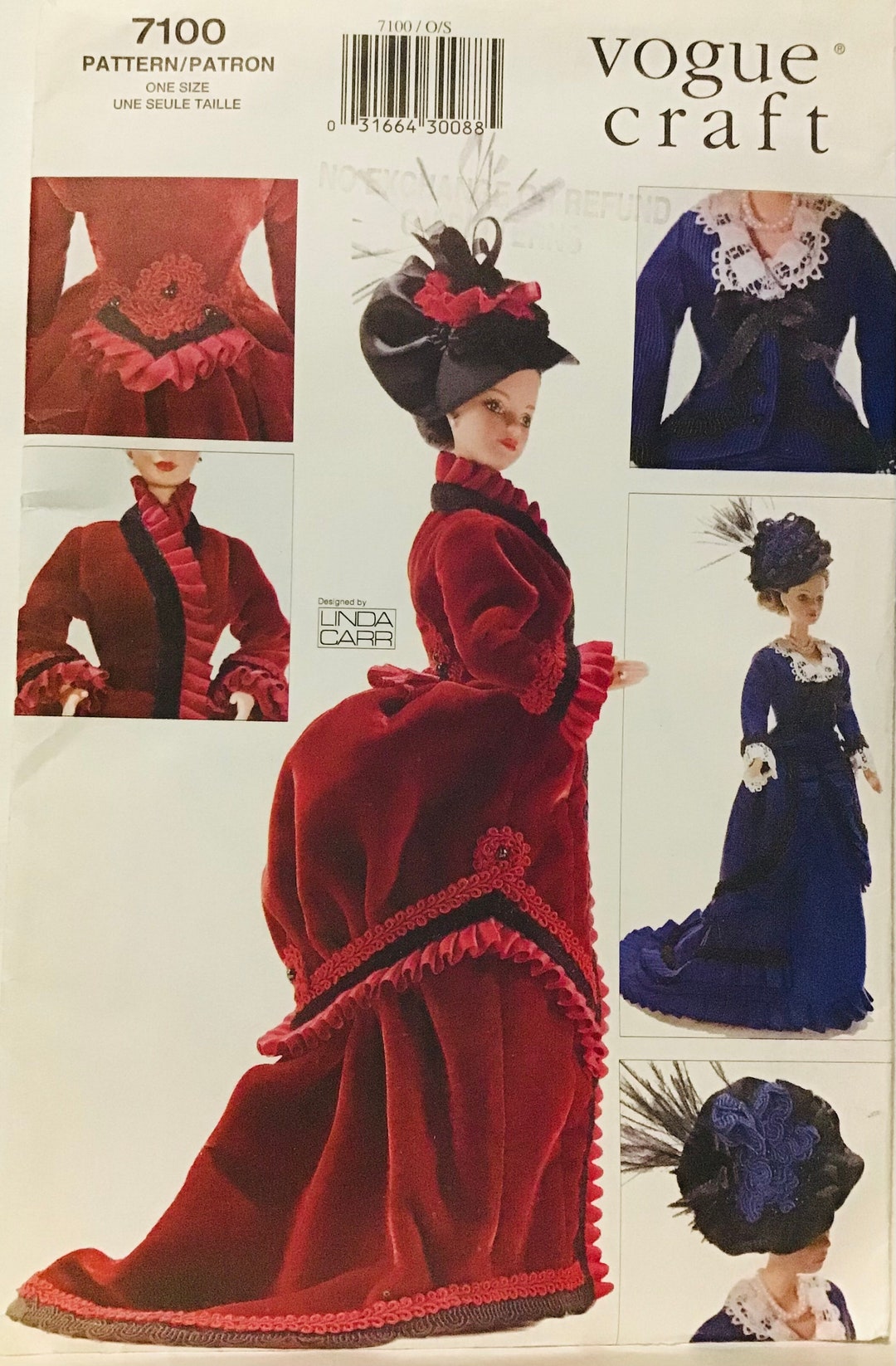 Sewing Pattern Vogue 7100 Doll 11 1/2" (29 Cm) Barbie Fashion Doll ...