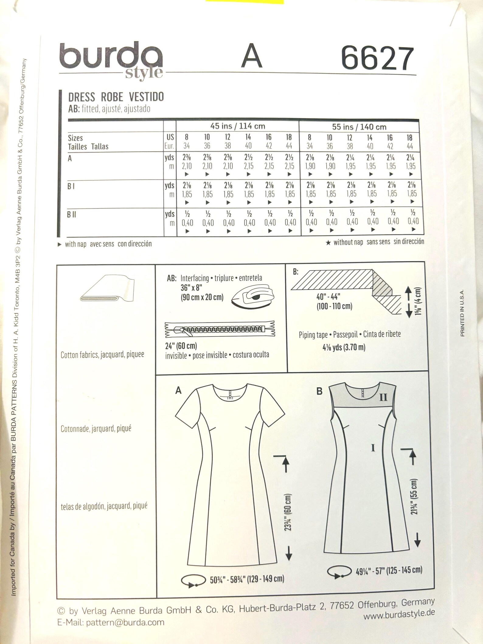 Sewing Pattern Burda 6627 Style Women’s Skirt - Size 8-10-12-14-16-18 ...