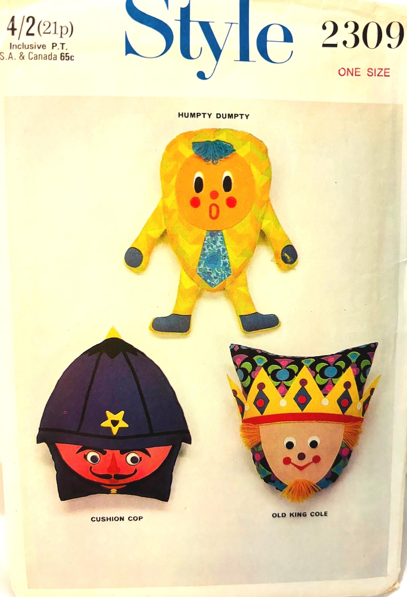 Sewing Pattern Style 2309 - 3 Cushions - Stuffed Cushion Cop Bobby ...