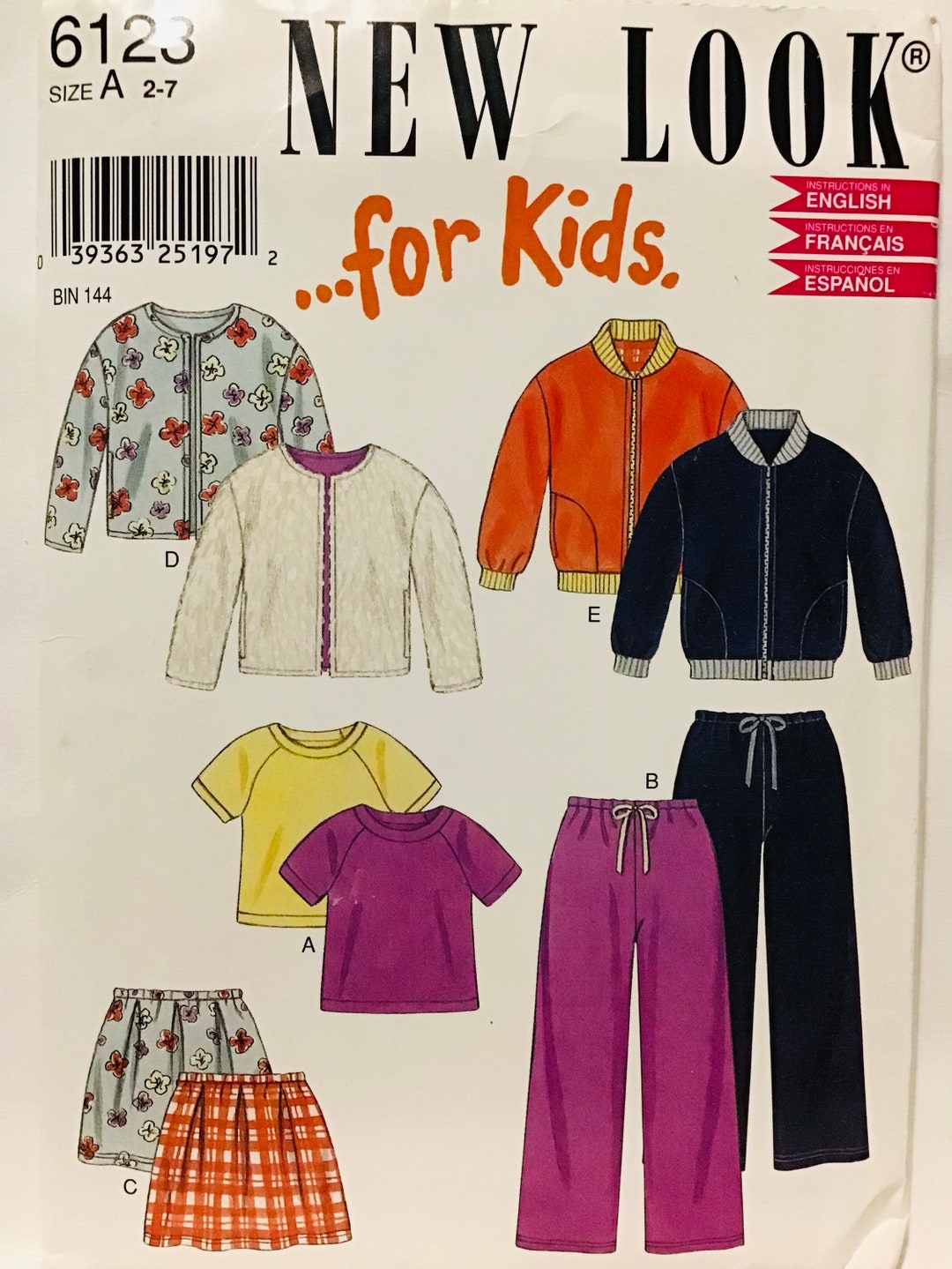 Sewing Pattern New Look 6123 Girls’ Top Pants Skirt Jacket Size 2-3-4-5 ...