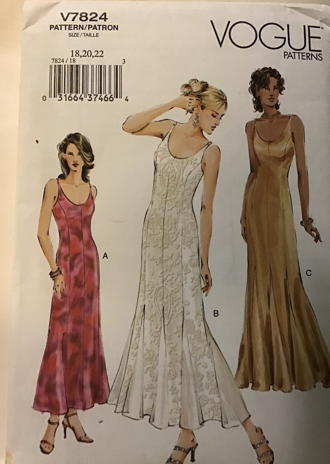 Sewing Pattern Vogue 7824 Womens Lined Close-fitting Slightly Flared ...