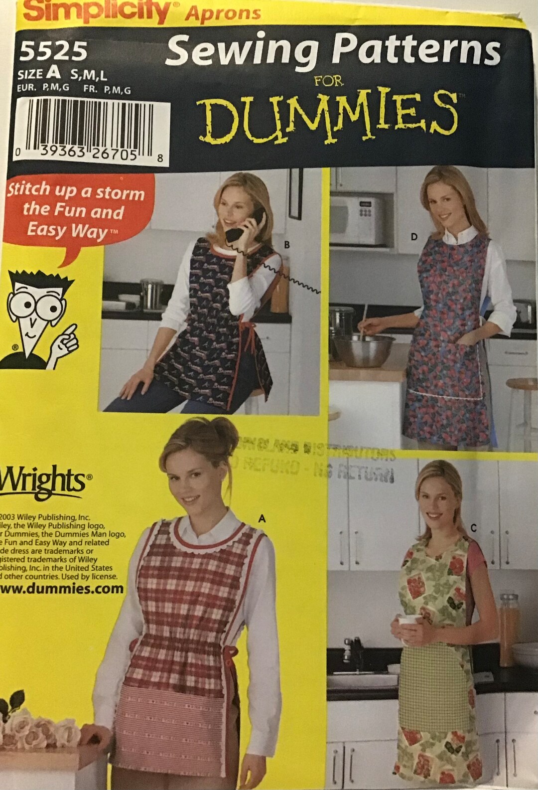 Sewing Pattern Simplicity 5525 Sunrise Women’s Apron in 4 Styles Size S ...