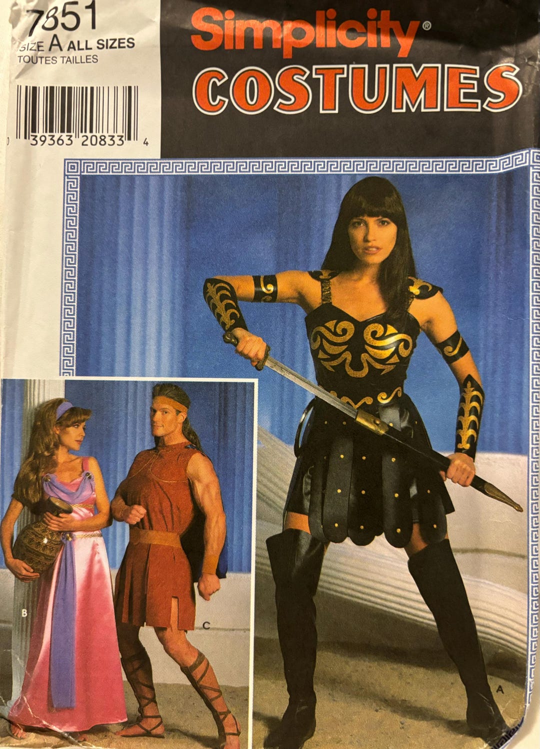 Sewing Pattern Simplicity 7851 Women’s Xena Gladiator Costume Size 6-8 ...